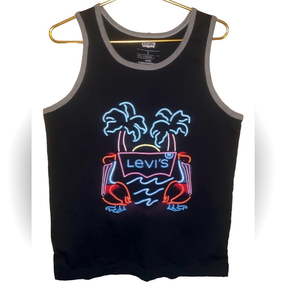 Levi's | Shirts | Levis Graphic Muscle Shirt Tshirt Palm Trees Neon ...